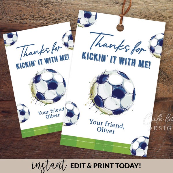 Soccer Thank You Tag - Etsy