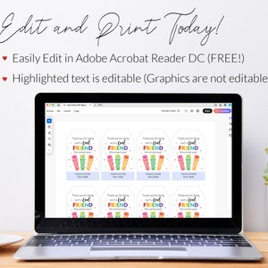 Cool Friend Editable Printable Gift Tags, Personalized End of School ...