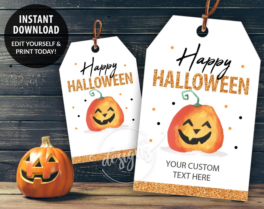 HALLOWEEN Gift Tags Printable, Halloween Gift Tags Editable Template ...