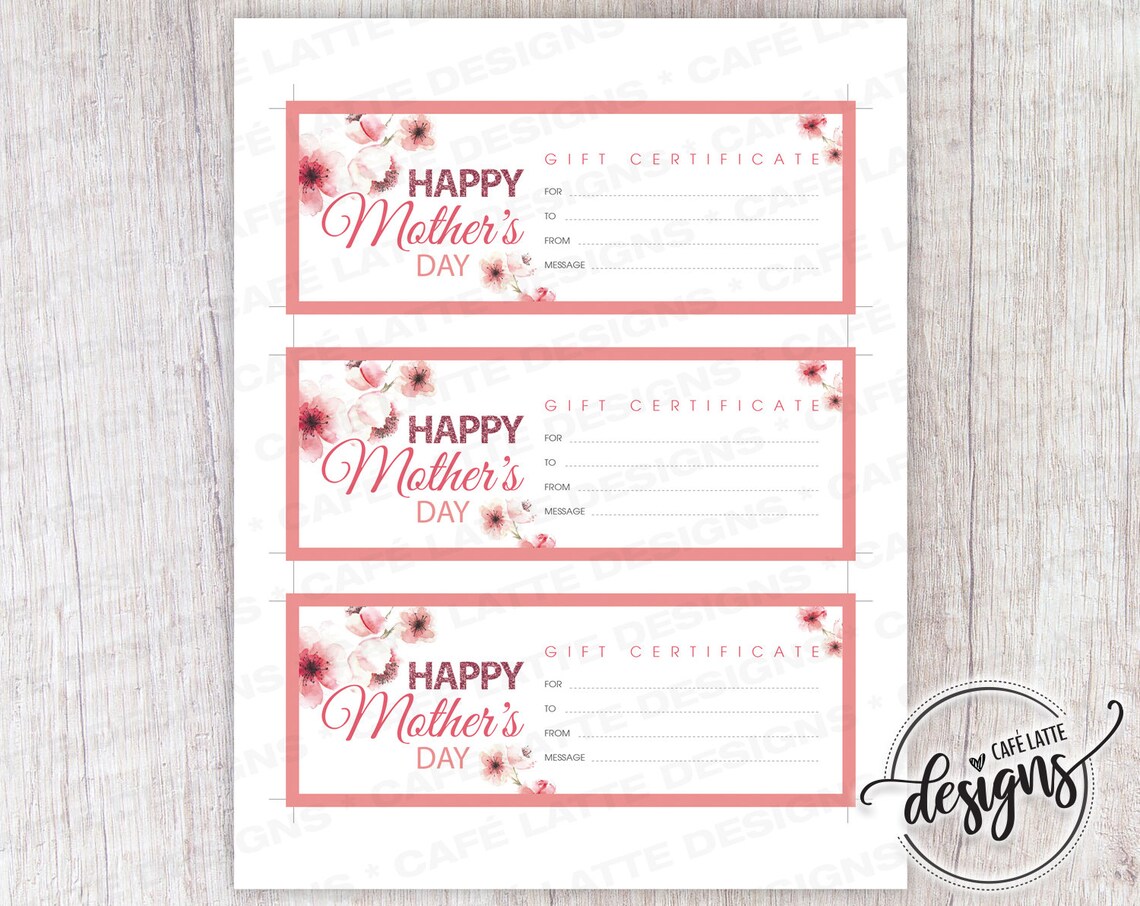 MOTHER'S DAY Gift Certificate Printable Gift Coupon for | Etsy