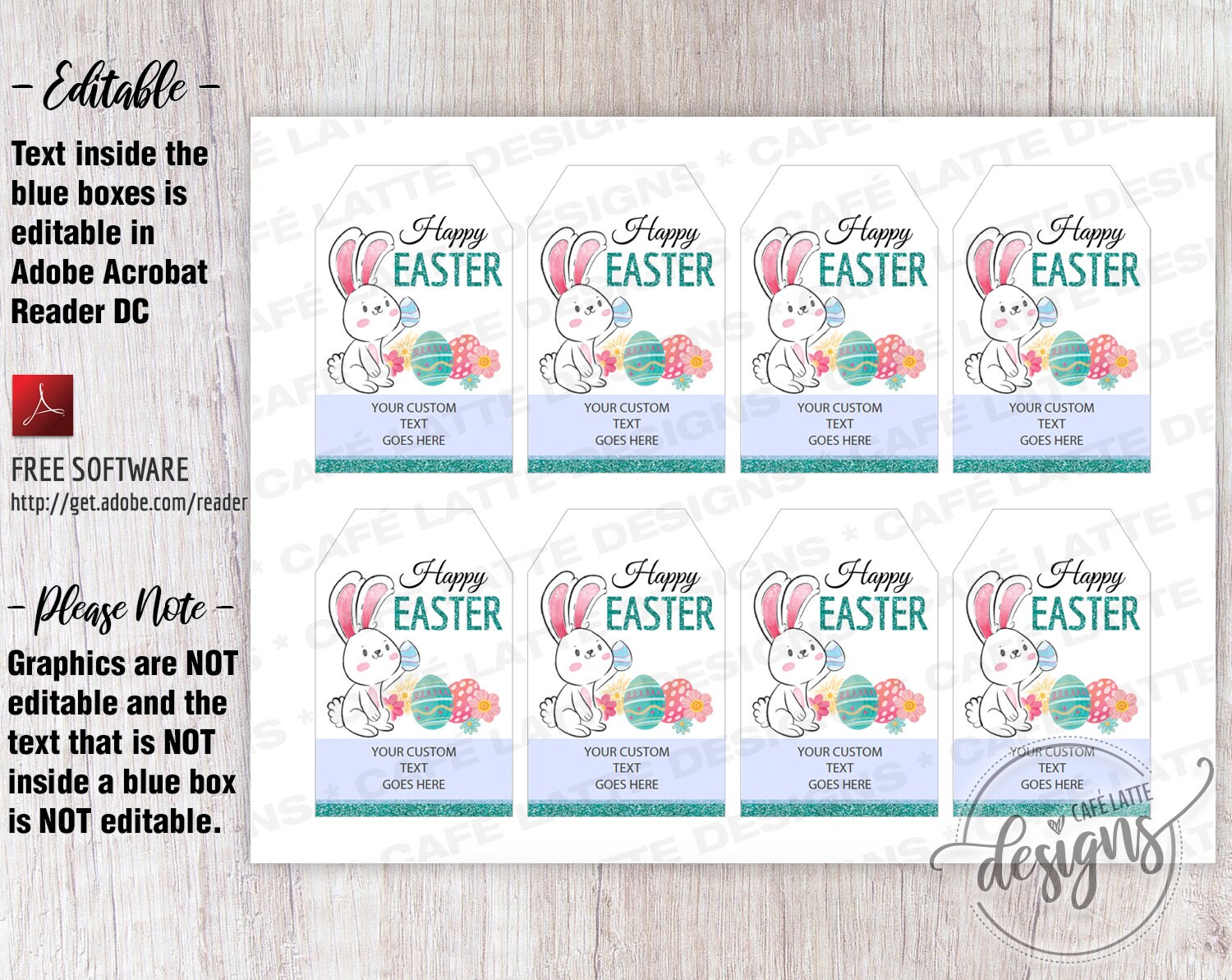 Happy Easter Printable Gift Tags Editable Personalized Favor | Etsy