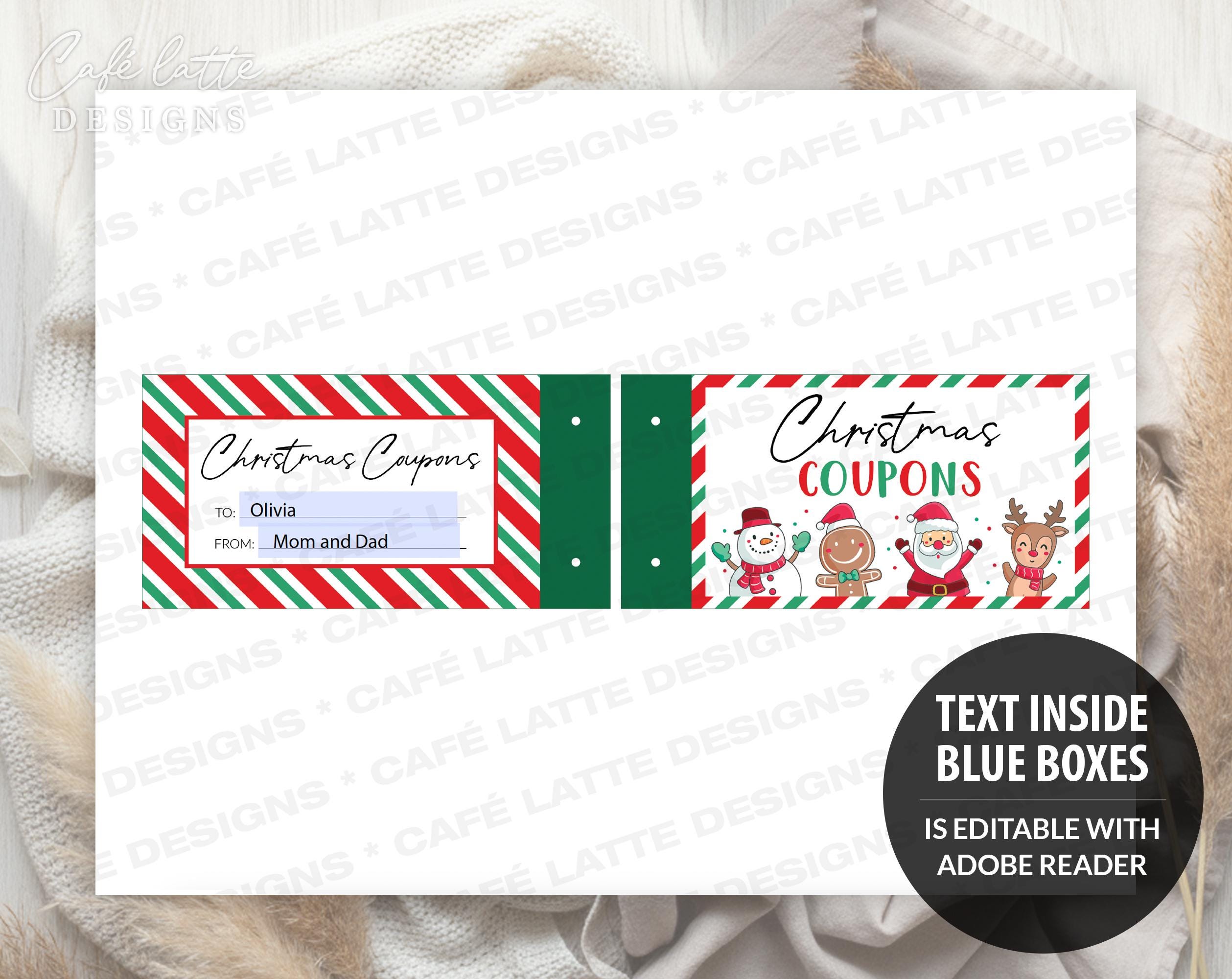 Christmas Coupon Book Printable Editable Template, Christmas Coupons ...