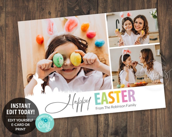 EASTER Family Photo Editable Printable Card, Personalized Card with ...