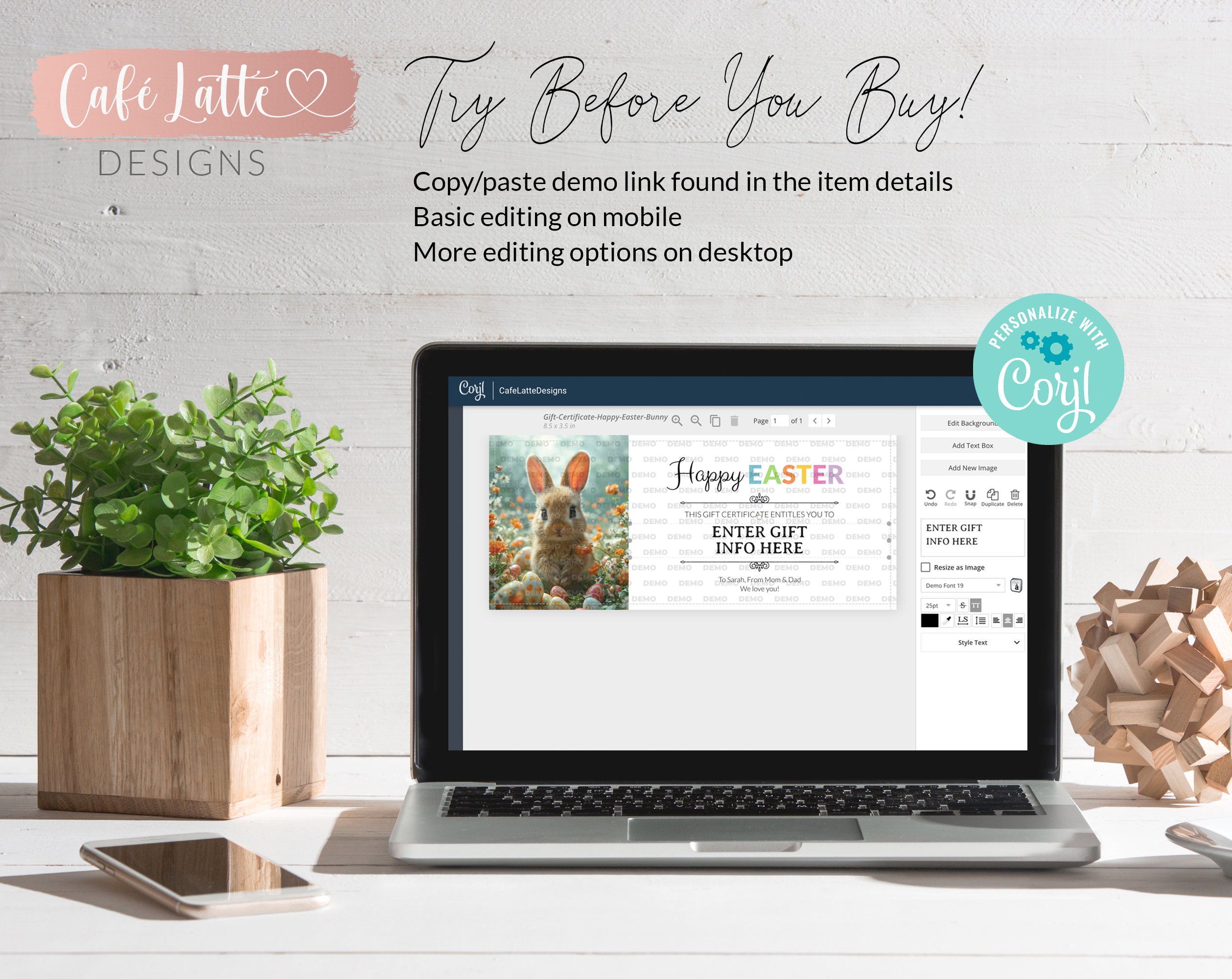 Easter Gift Certificate Editable Digital Template, Printable ...