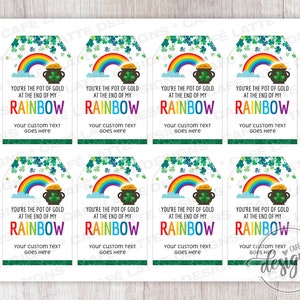 St. Patricks Day Pot of Gold With Rainbow Printable Gift Tags, Editable ...