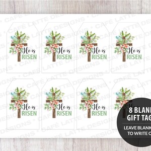 He is Risen Gift Tags Printable, Easter Gift Tags Editable Template ...