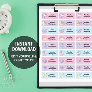 Back to School Editable Printable Name Tags, Personalized Back to ...