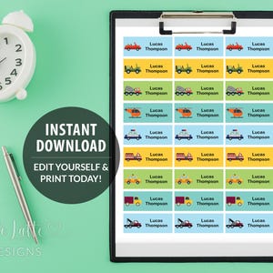 Back to School Editable Printable Name Tags, Personalized Back to ...