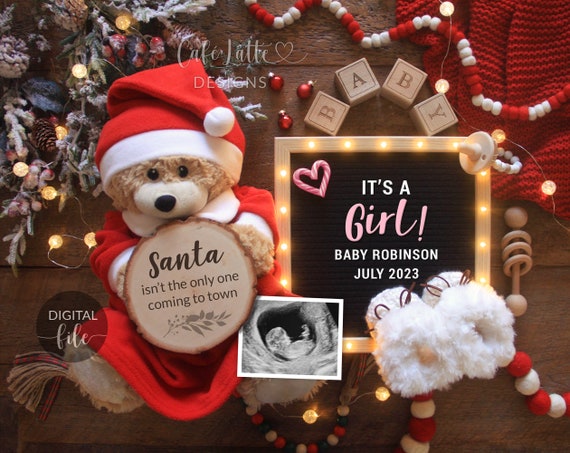 Digital Girl Christmas Gender Reveal Social Media, Santa Coming To Town ...