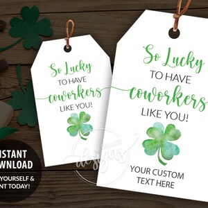 St Patricks Day Printable Gift Tags, Lucky to Have Coworkers Like You ...