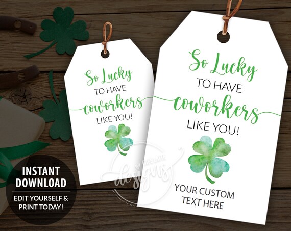 St Patricks Day Printable Gift Tags, Lucky To Have Coworkers Like You ...