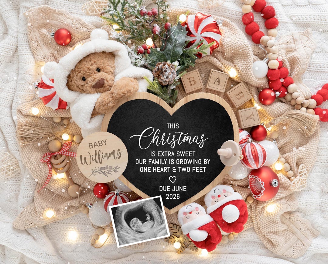 Christmas Pregnancy Reveal, Baby Announcement Digital, Gender Neutral ...