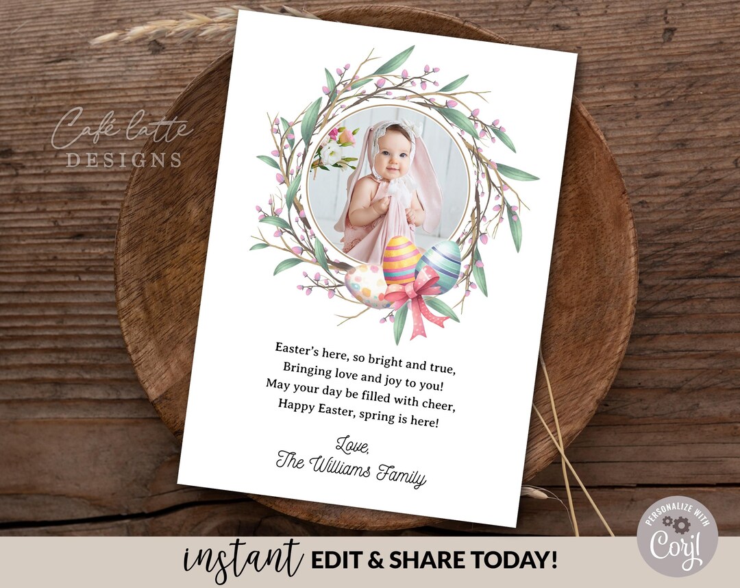 Easter Family Photo Editable Printable Card, Personalized Card With ...
