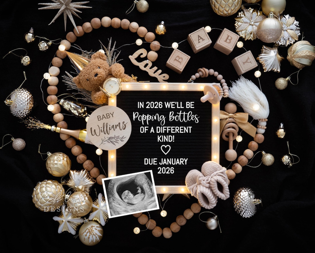 New Years Pregnancy Announcement Digital, New Year Baby Announcement ...
