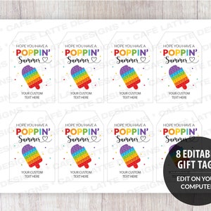 Poppin Summer Editable Printable Gift Tags, Popsicle End of School ...