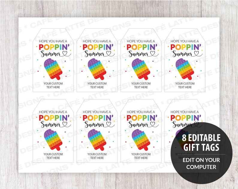 Poppin Summer Editable Printable Gift Tags Popsicle End of - Etsy