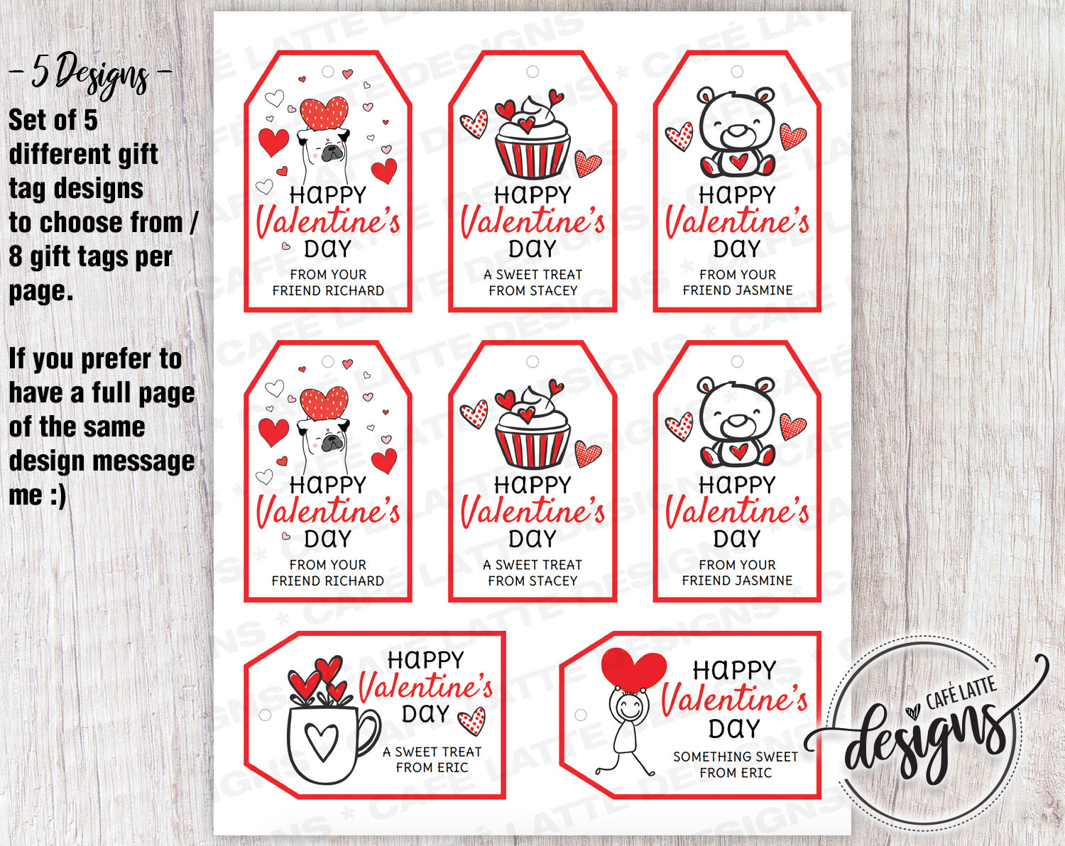 Valentine's Kids Editable Gift Tags, Valentines Day Personalized Gift ...