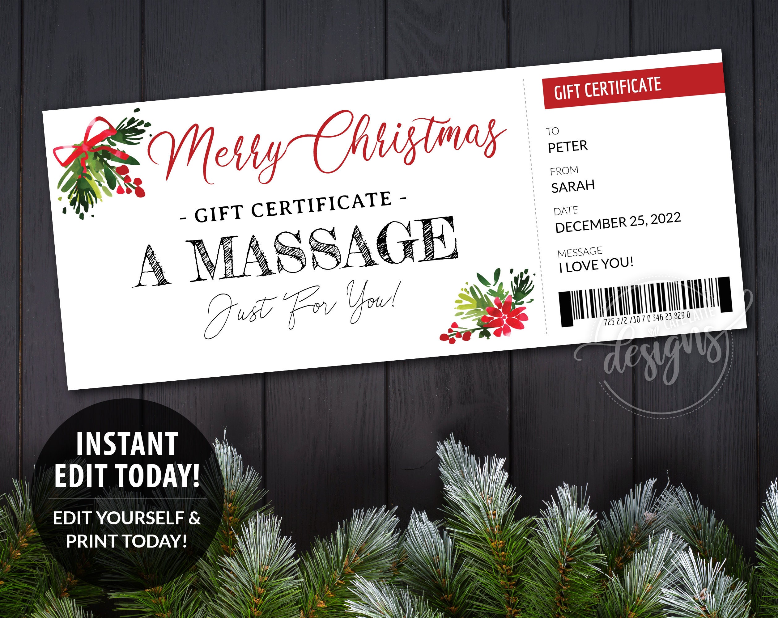 Christmas Massage Gift Certificates