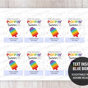 Poppin Summer Editable Printable Gift Tags, Popsicle End of School ...