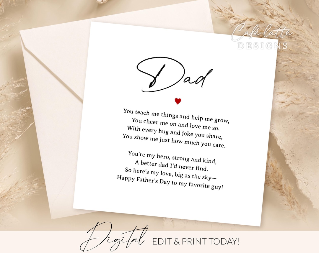 Fathers Day Printable Card for Dad, Personalized First Fathers Day Card ...