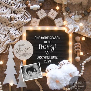 Digital Christmas Pregnancy Announcement for Social Media, Winter ...