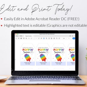 Poppin Summer Editable Printable Gift Tags, Popsicle End of School ...