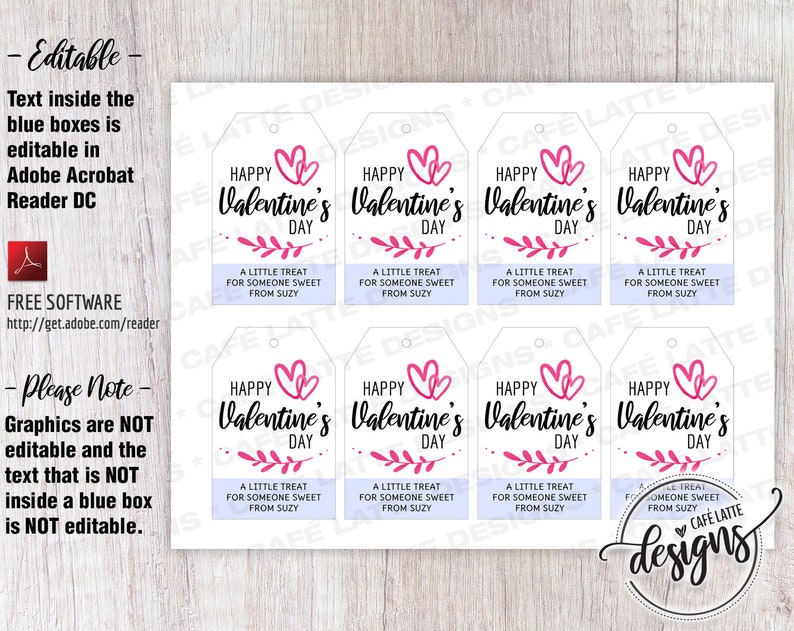 Valentine's Gift Tags Valentines Day Editable | Etsy