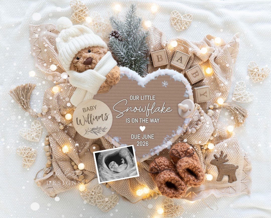 Winter Pregnancy Announcement Digital, Baby Announcement Digital ...