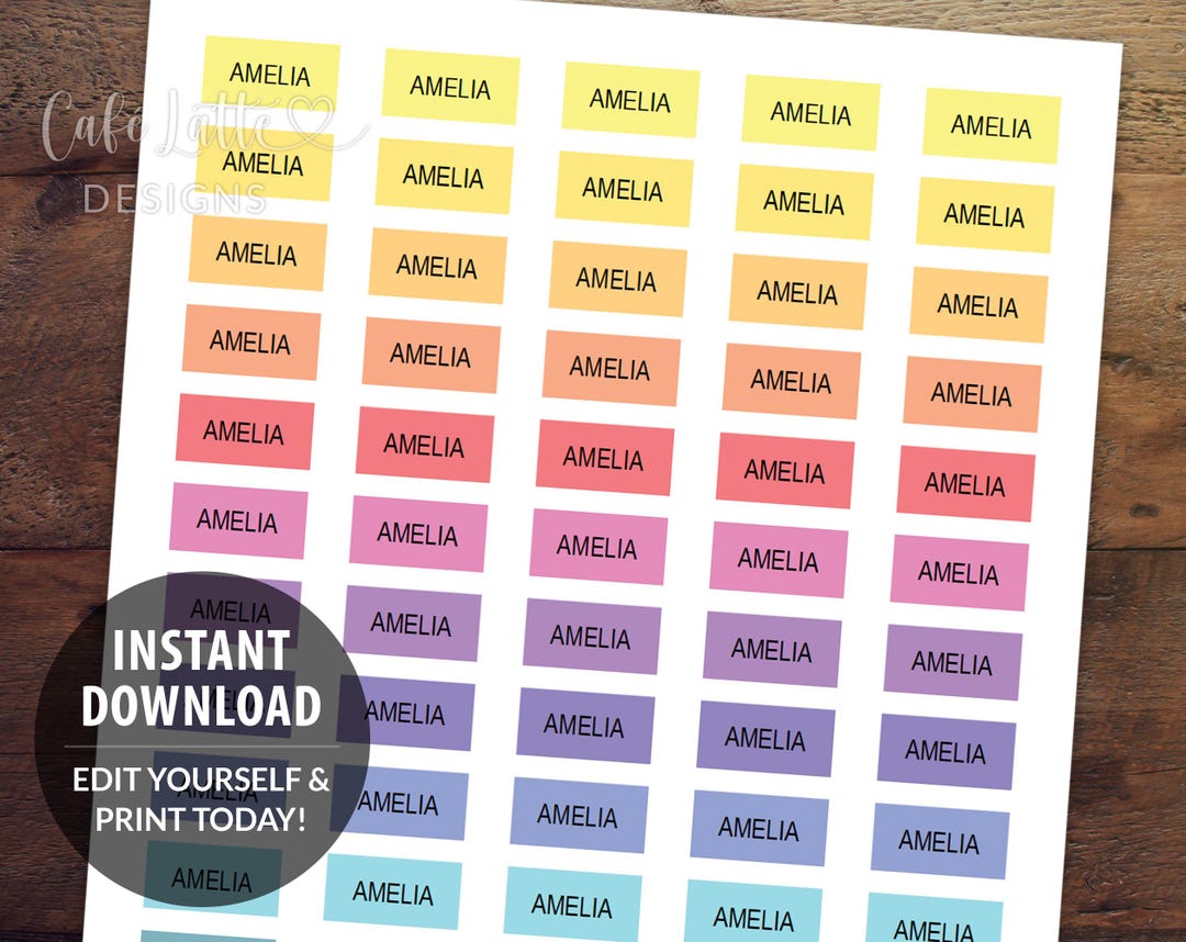 Back to School Editable Printable Name Tags, Personalized Back to ...