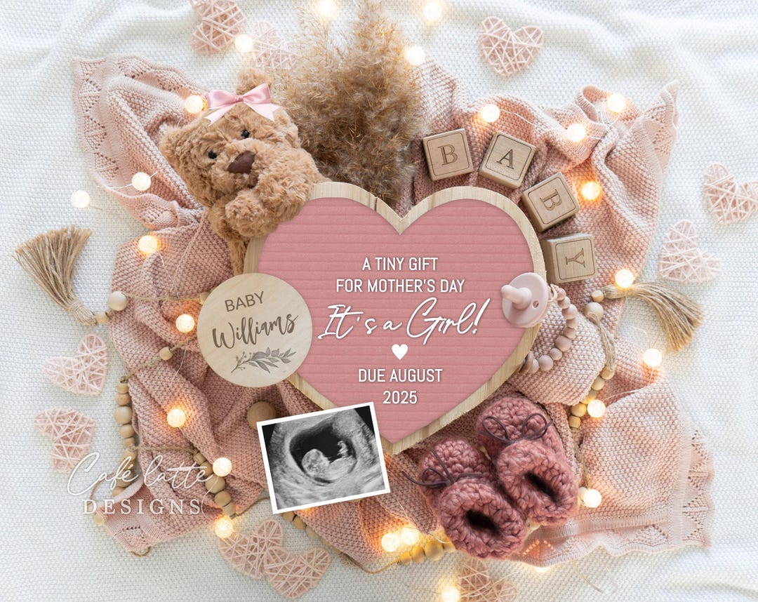 Mothers Day Girl Gender Reveal Pregnancy Announcement Digital, Its a ...