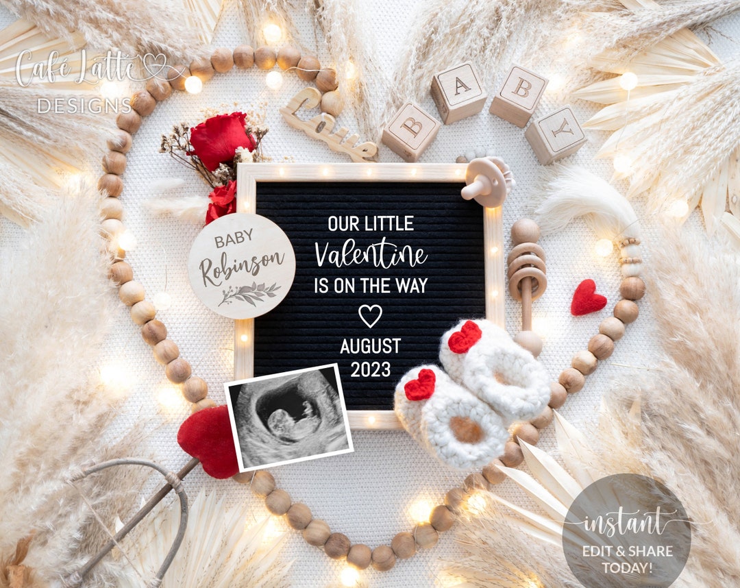 Digital Valentines Day Pregnancy Announcement for Social Media Little ...