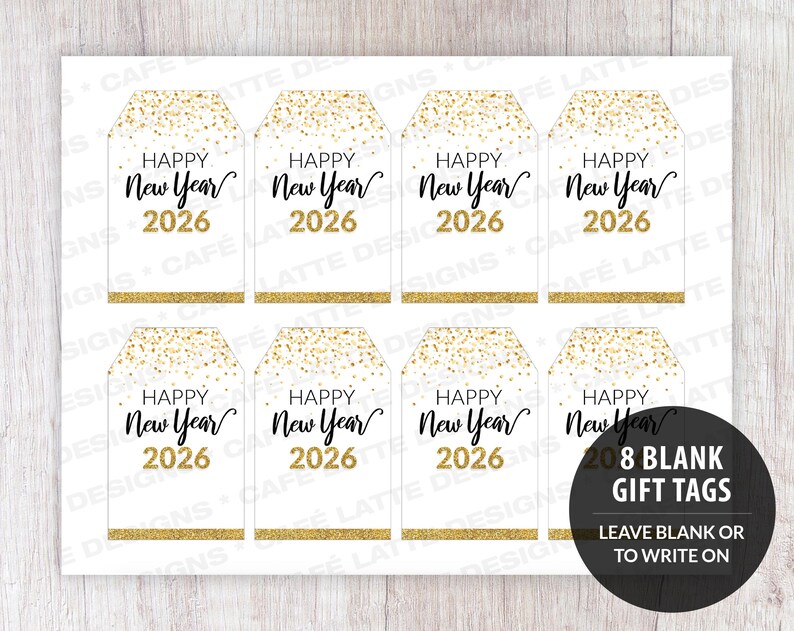 NEW YEARS Printable Gift Tags, Personalized Favor Tags Editable ...