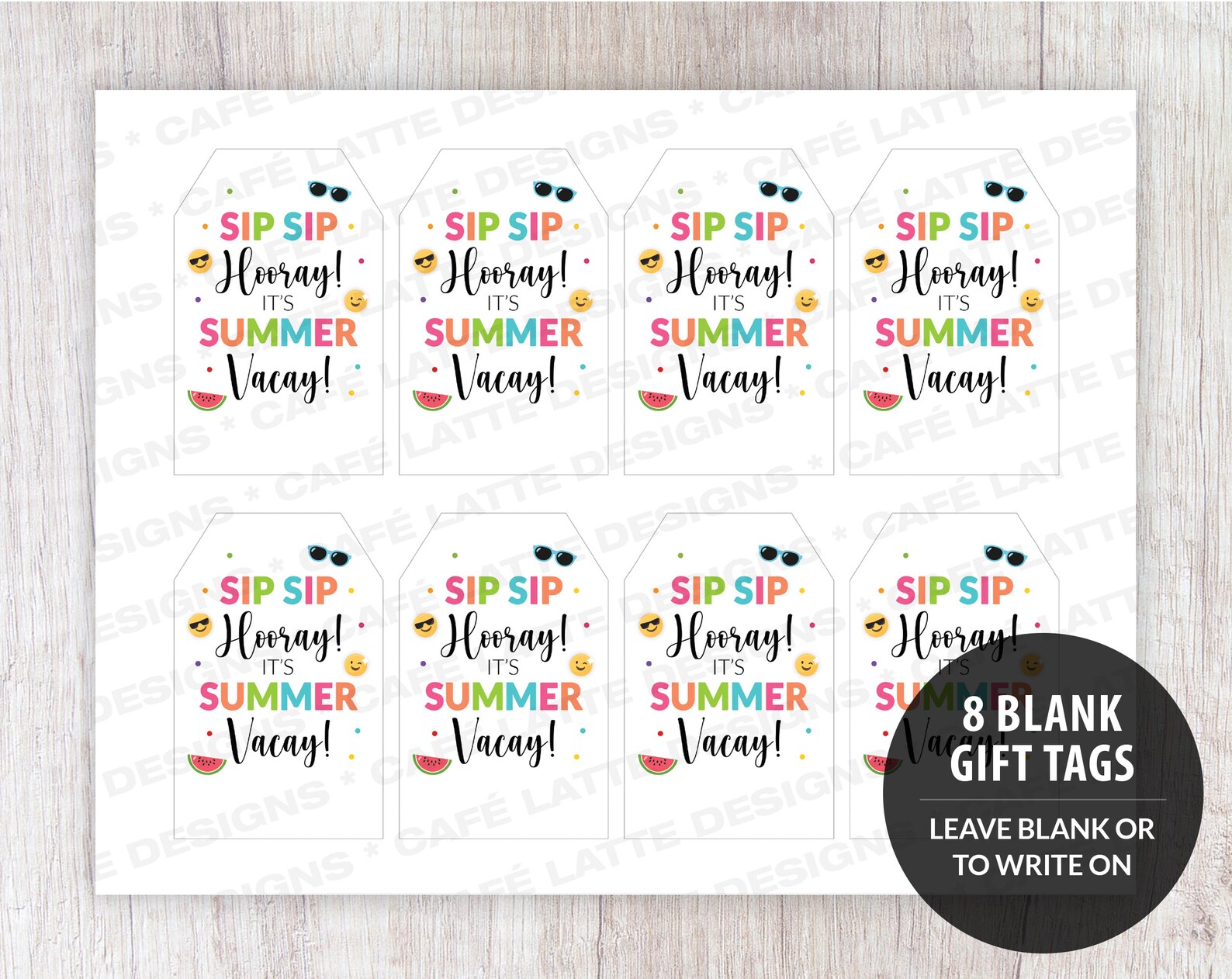 Summer Editable Printable Gift Tags, Personalized End of School Favor ...