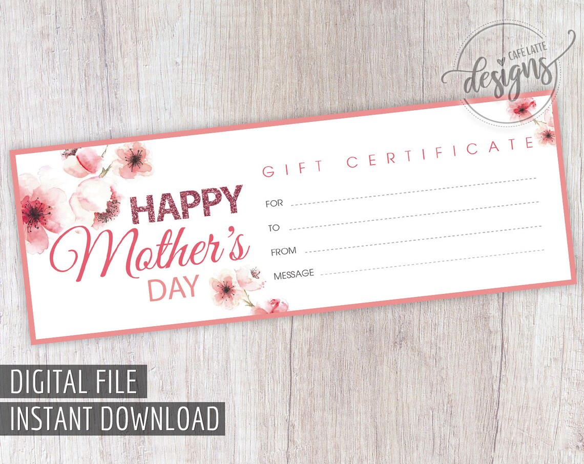 MOTHER'S DAY Gift Certificate Printable Gift Coupon for | Etsy
