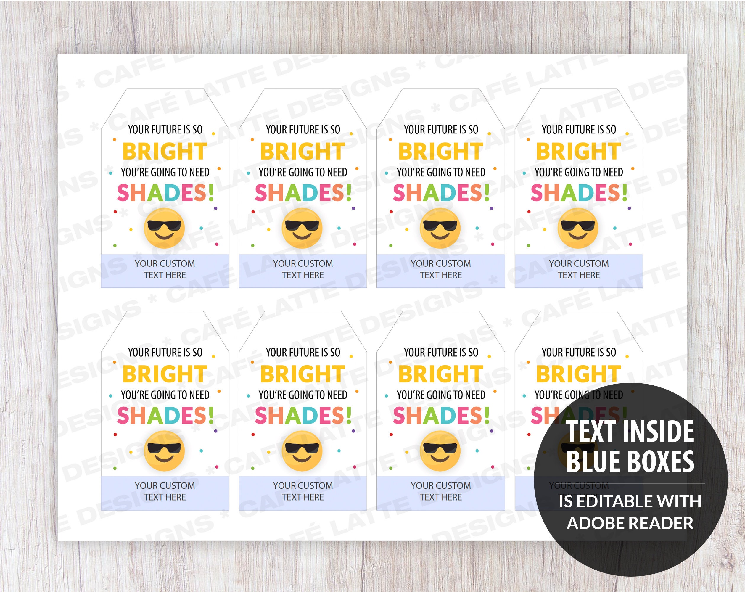 Sunglasses Editable Printable Gift Tags, Personalized End of School ...