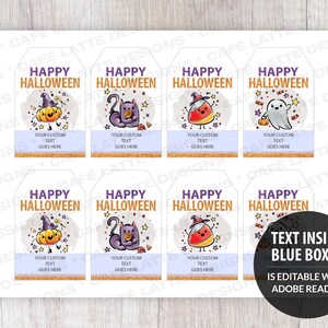 HALLOWEEN Printable Gift Tags, Editable Personalized Favor Tags ...