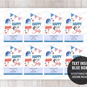 4th of July Gift Tags Printable, Editable Template Fourth of July Gift ...