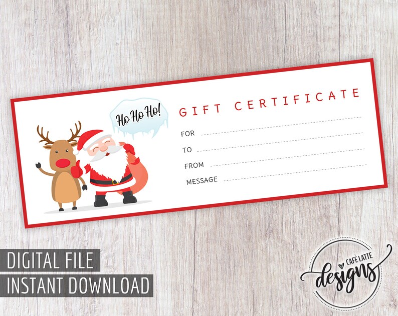 Christmas Gift Certificate Santa Claus Gift Certificate - Etsy