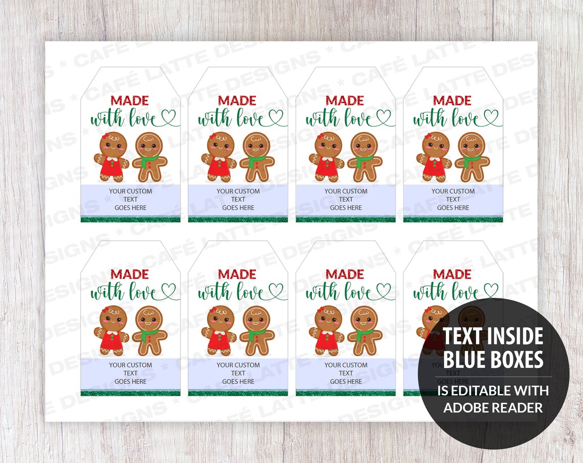 CHRISTMAS Printable Gift Tags Made With Love Editable - Etsy Canada