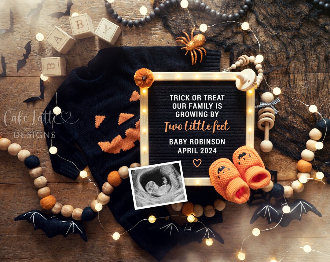 Halloween Baby Announcement Social Media, Halloween Digital Pregnancy Announcement, Trick or ...