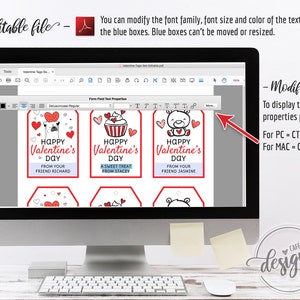 Valentine's Kids Editable Gift Tags, Valentines Day Personalized Gift ...