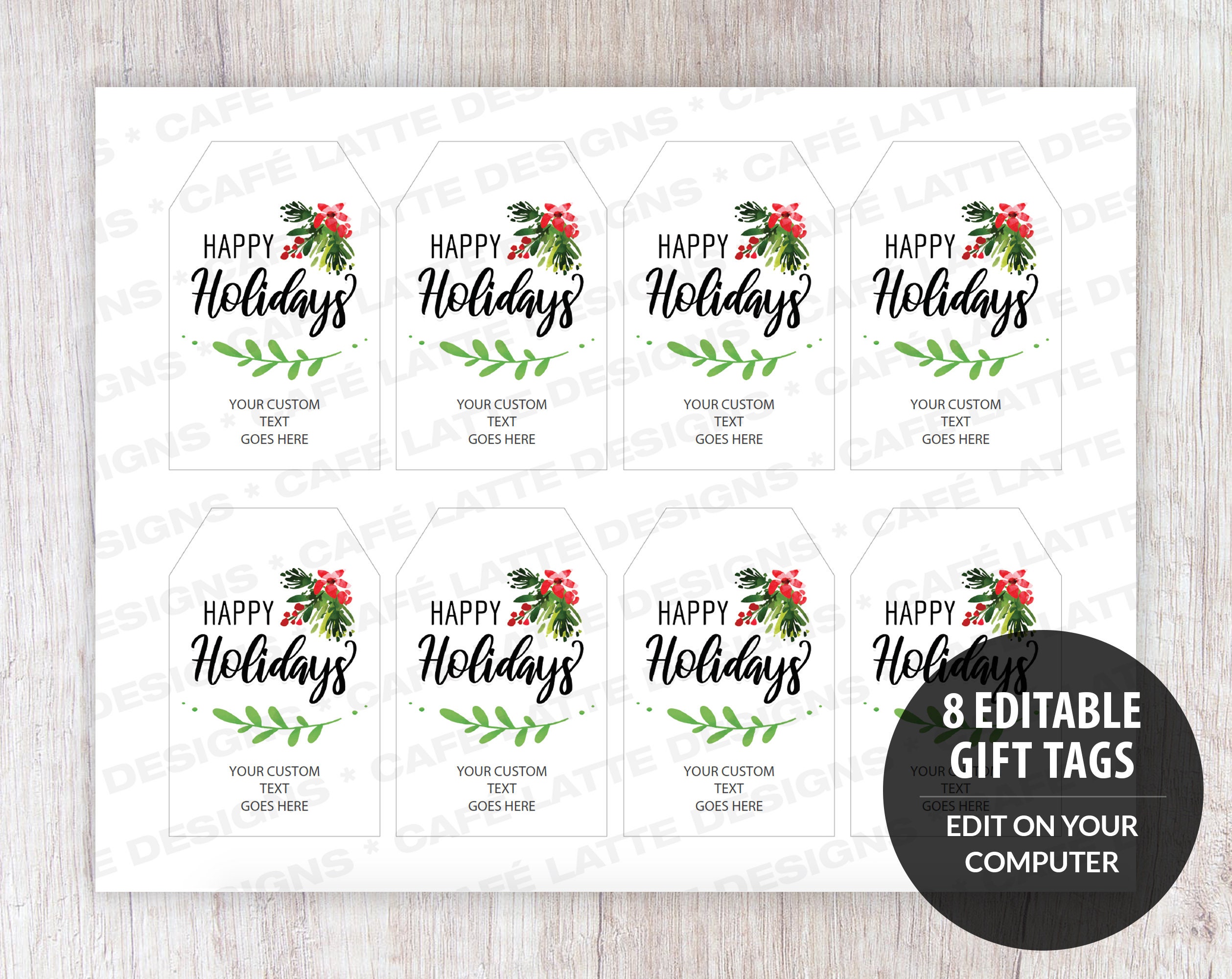 Happy Holidays Tags Printable