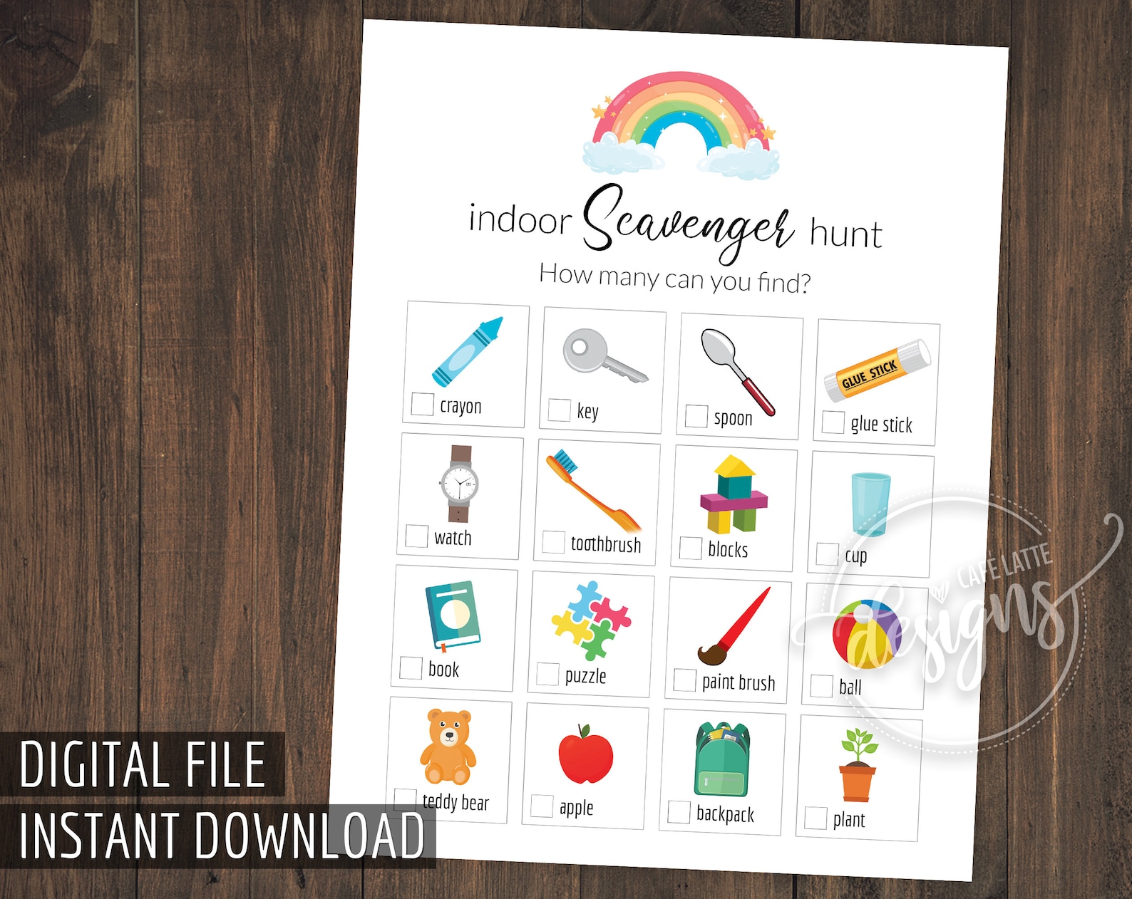 Kids Indoor Scavenger Hunt, Printable Game, Stay at Home Fun Games ...