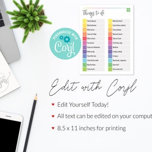 Editable to Do List Daily Weekly Planner, Multicolor Rainbow, Kids ...
