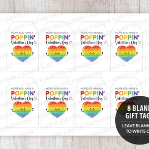 VALENTINE Pop It Printable Gift Tags, Editable Personalized Heart ...