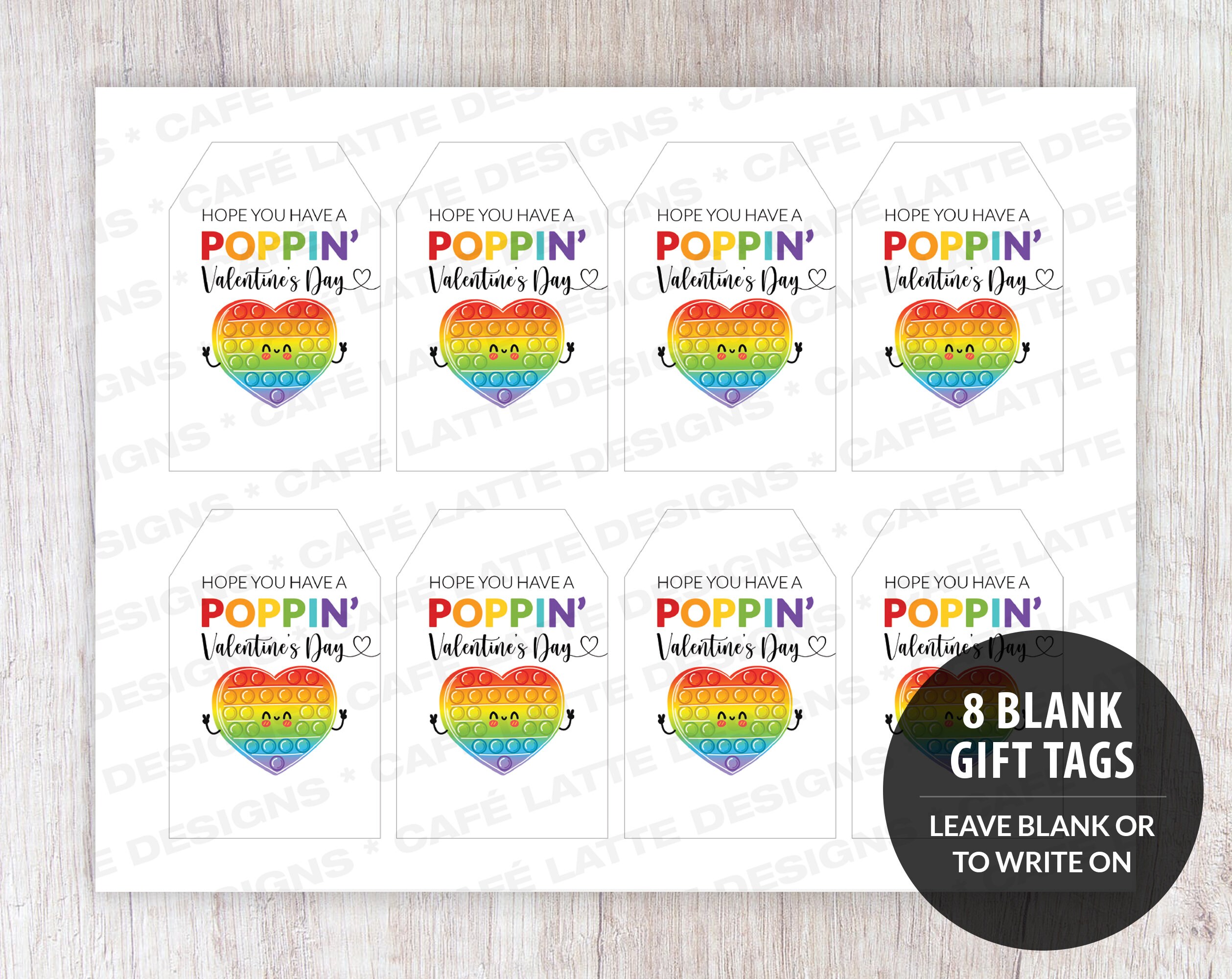 VALENTINE Pop It Printable Gift Tags, Editable Personalized Heart ...