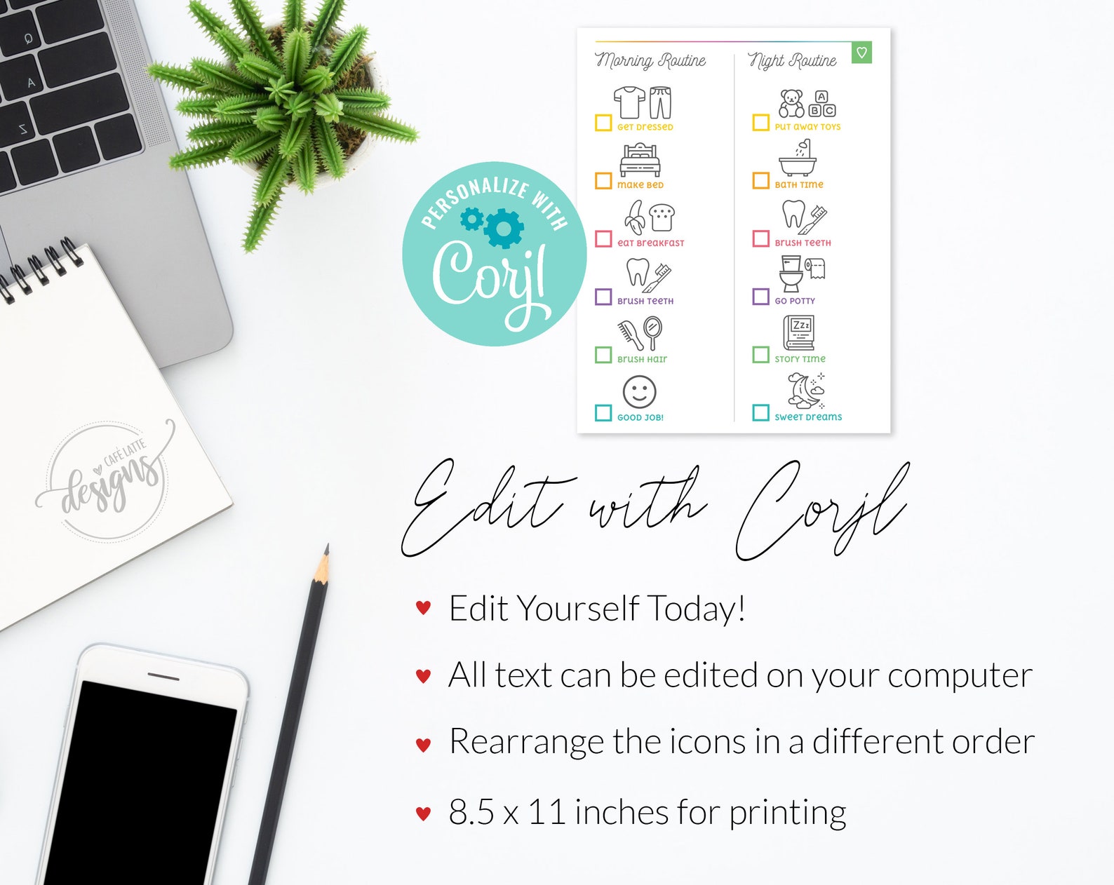 Editable Kids Morning Night Routine Chore Chart Multicolor - Etsy