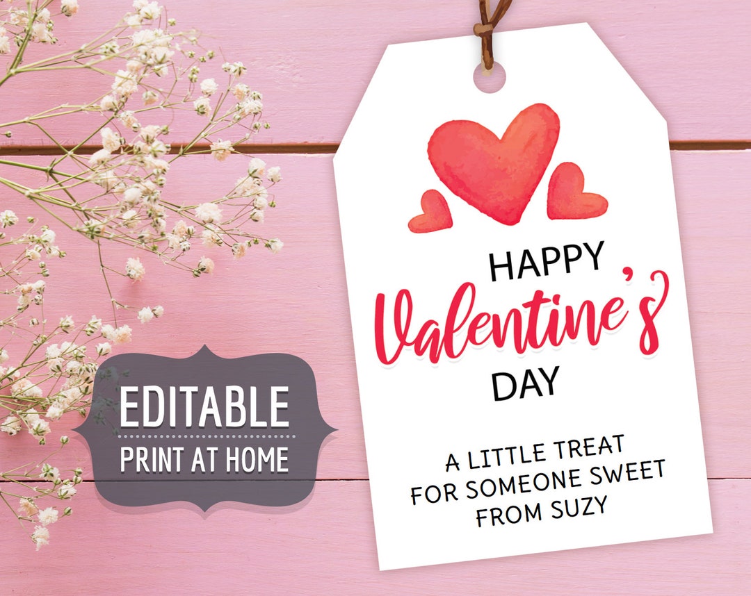 Valentine's Printable Gift Tags, Editable Personalized Gift Favor Tags ...