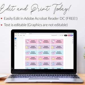 Back to School Editable Printable Name Tags, Personalized Back to ...