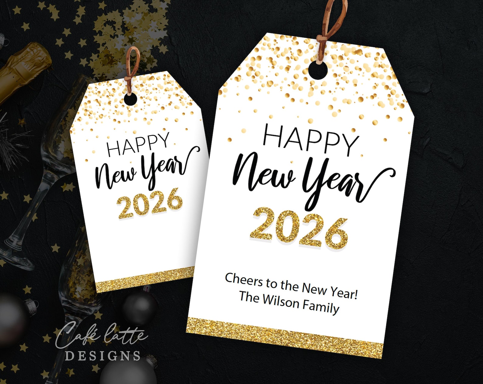 NEW YEARS Printable Gift Tags, Personalized Favor Tags Editable ...